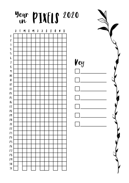 Year in Pixels Printable Templates Size A5 and Passion Planner L